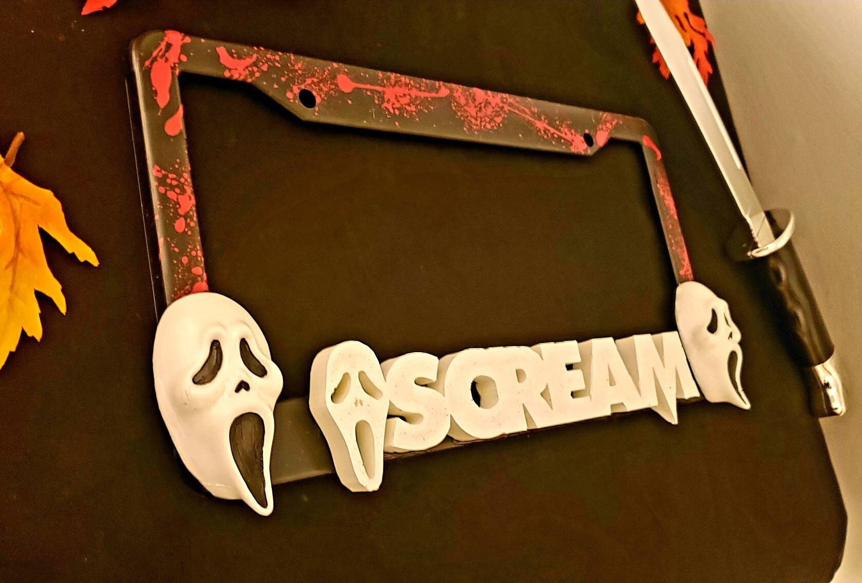 Custom Halloween Scream Ghostface License Plate Frame Stab - Etsy