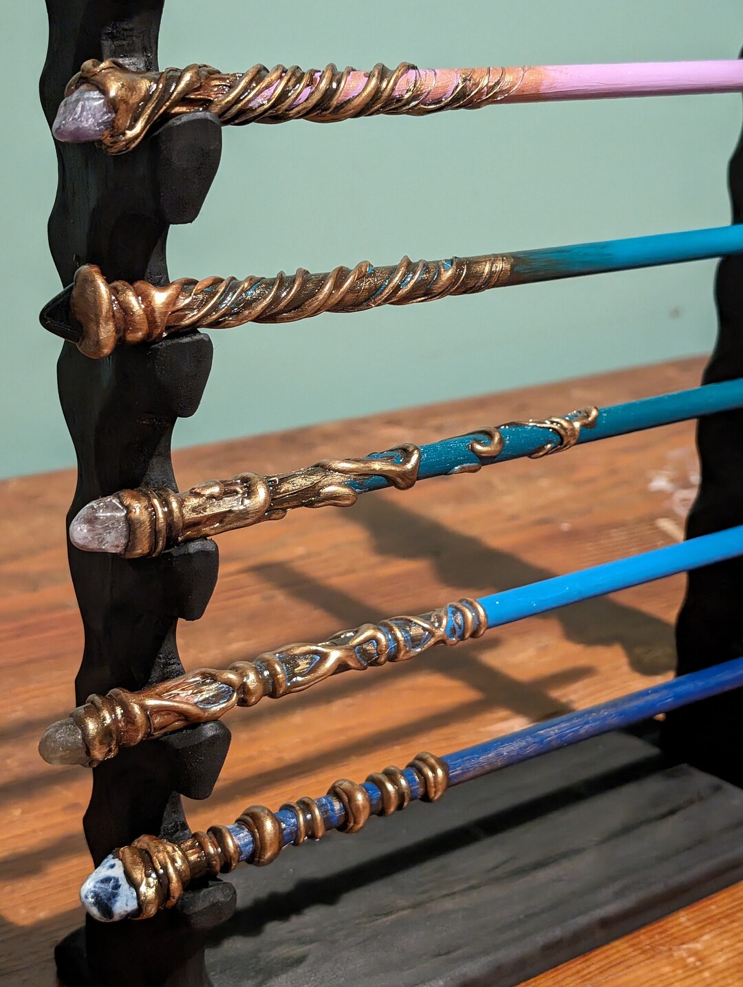Vertical Handmade Wooden Wand Stand in Black Holds 5 Wands - Etsy