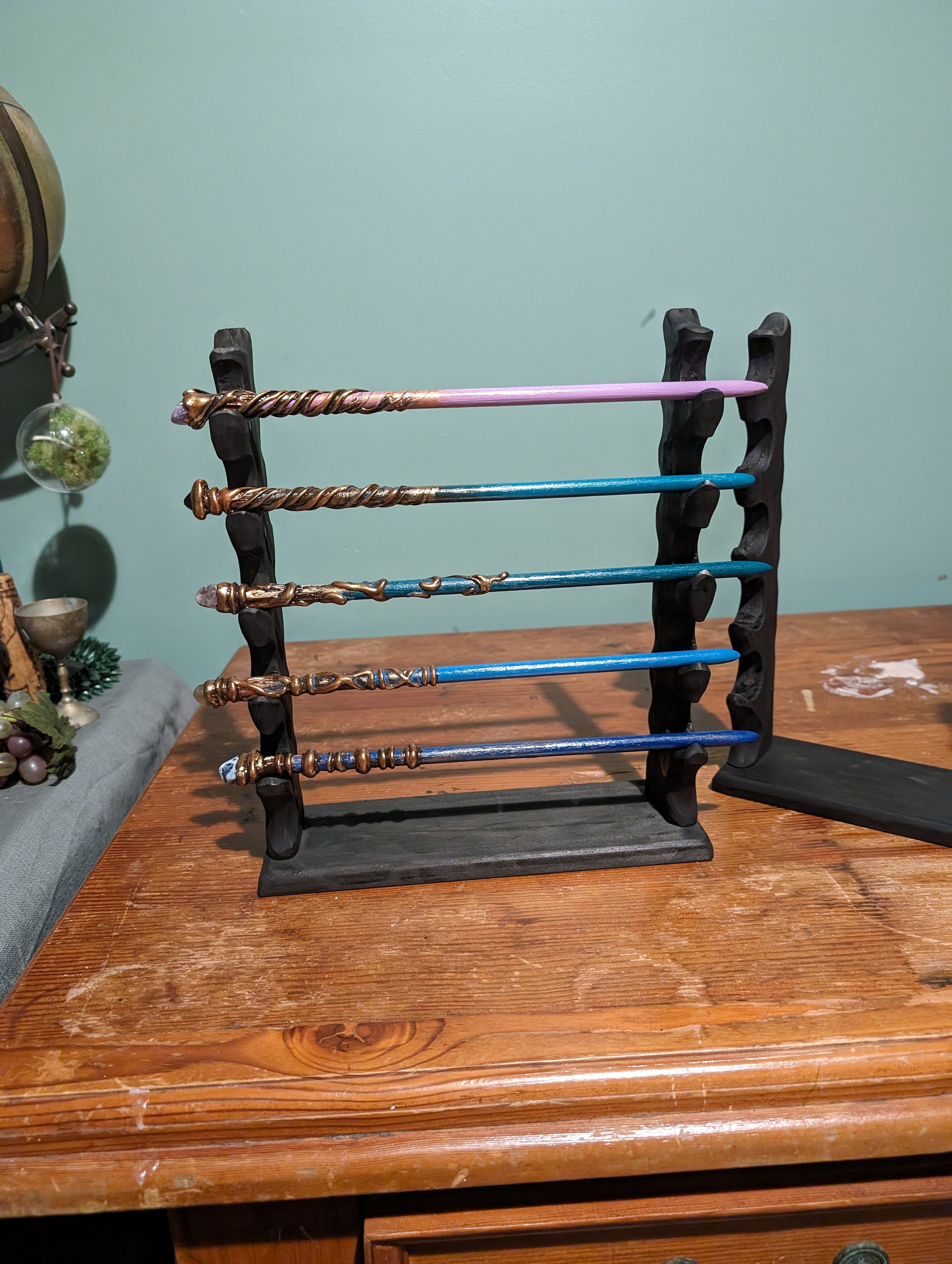 Vertical Handmade Wooden Wand Stand in Black Holds 5 Wands - Etsy