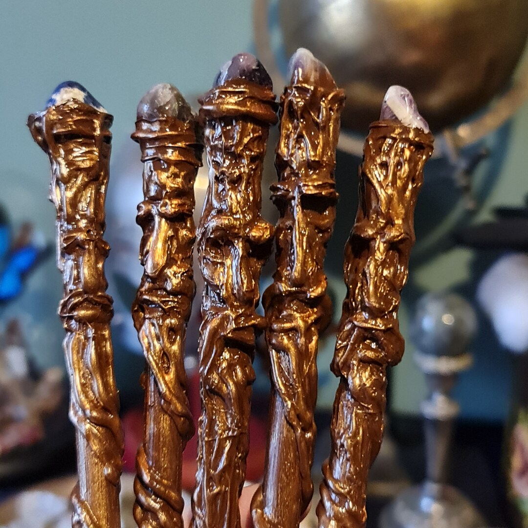 Tree Spirit/wood Wizard/druid Crystal Wand Approx 30cm - Etsy