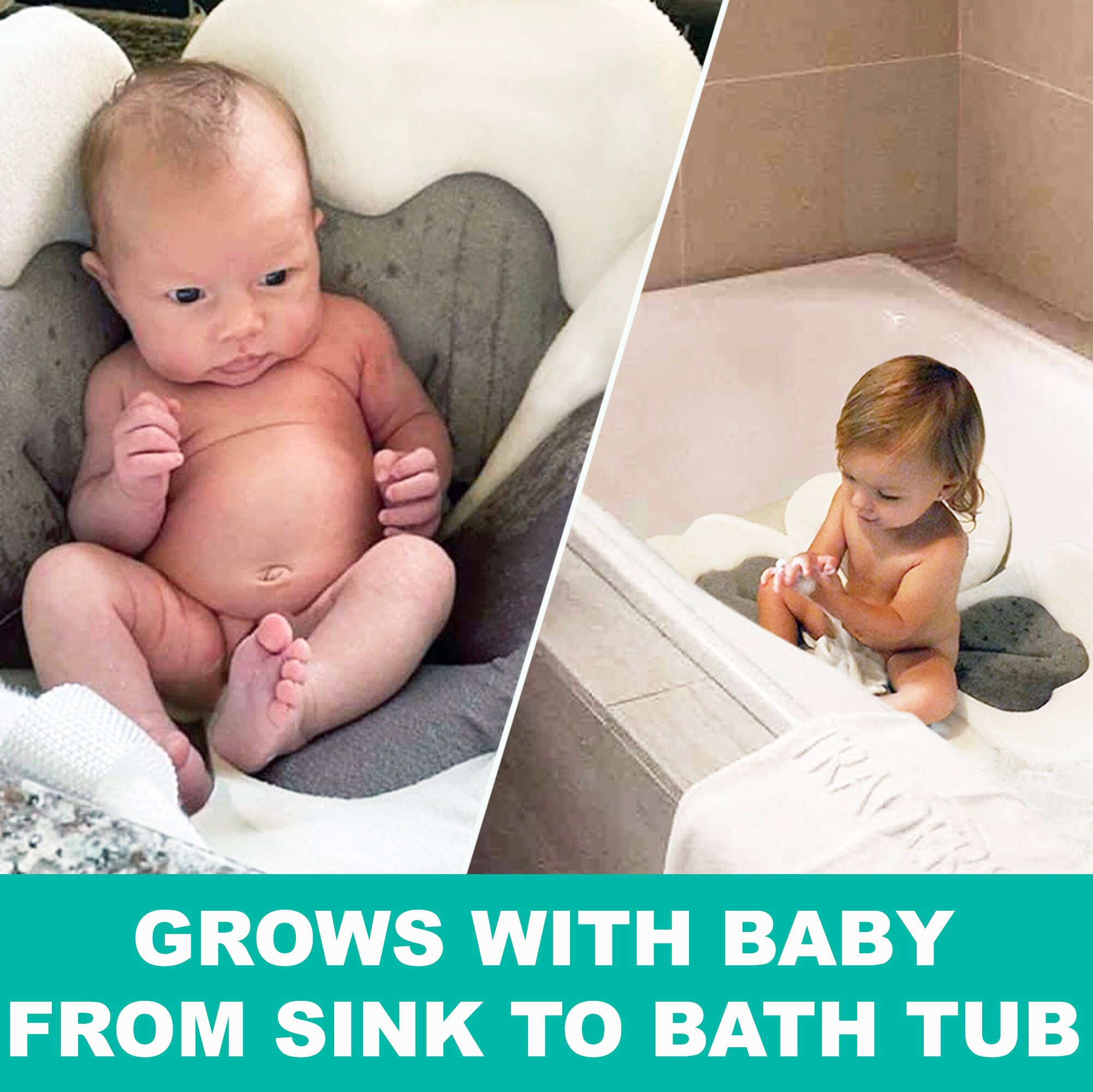 4pc ORGANIC Baby Bath Flower Sink Cushion Travel Set Bamboo & Cotton ...