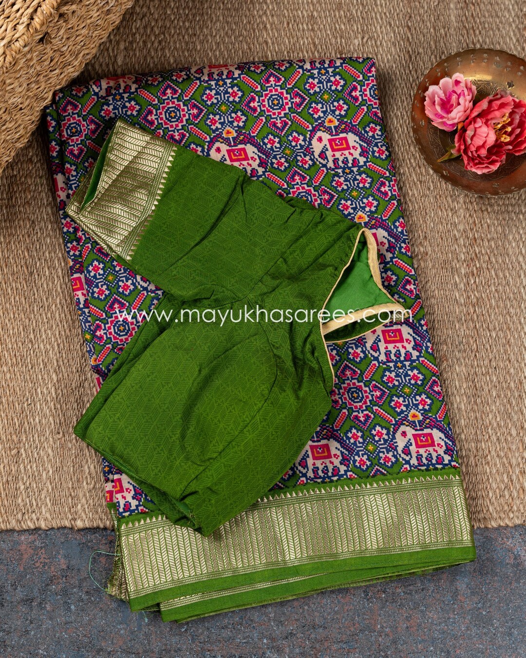 Mystique Patola Green Multi Silk Saree With Custom Blouse - Etsy