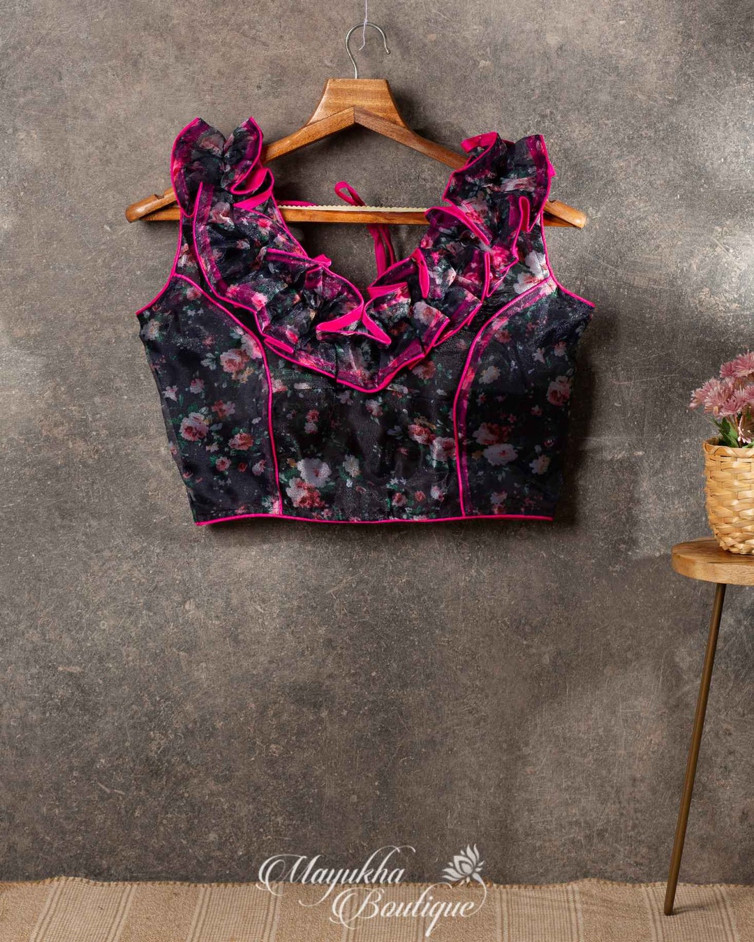 Floral Frills Organza Blouse | Mayukha Boutique - Etsy