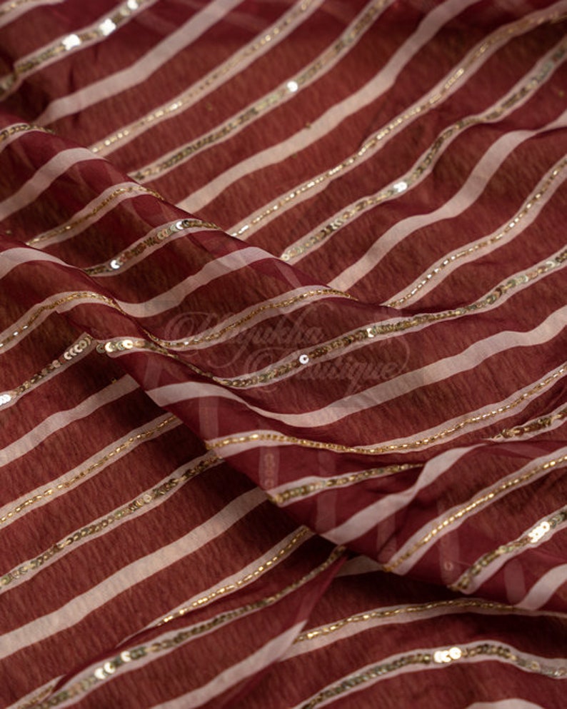Organza Maroon Sequins Saree Saree With Stitched Blouse in - Etsy