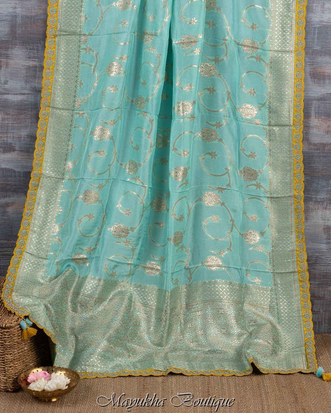 Blue Banarasi Silk Saree - Etsy