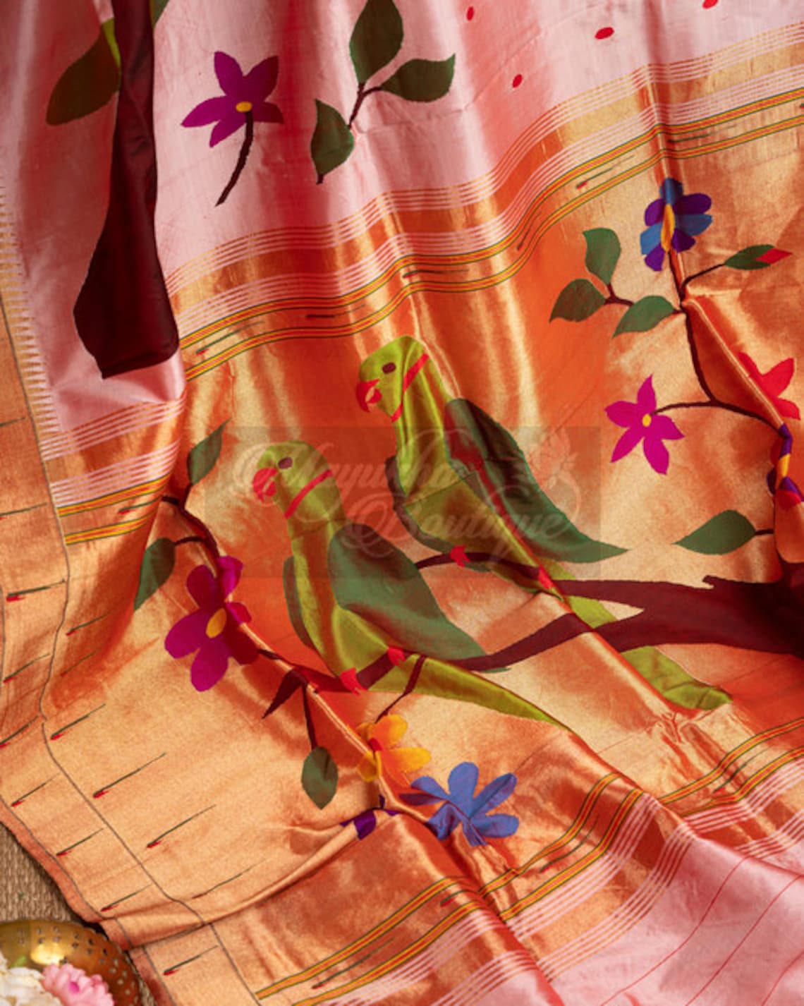 Pretty Pink Paithani Saree Saree With Stitched Blouse in Size 38-44 ...