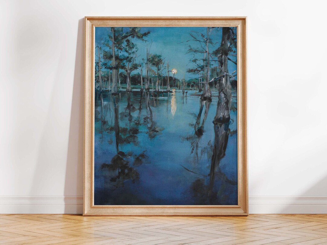 Moonlit Bayou Art Print, Dark Bayou Painting, Original Paintings by ...