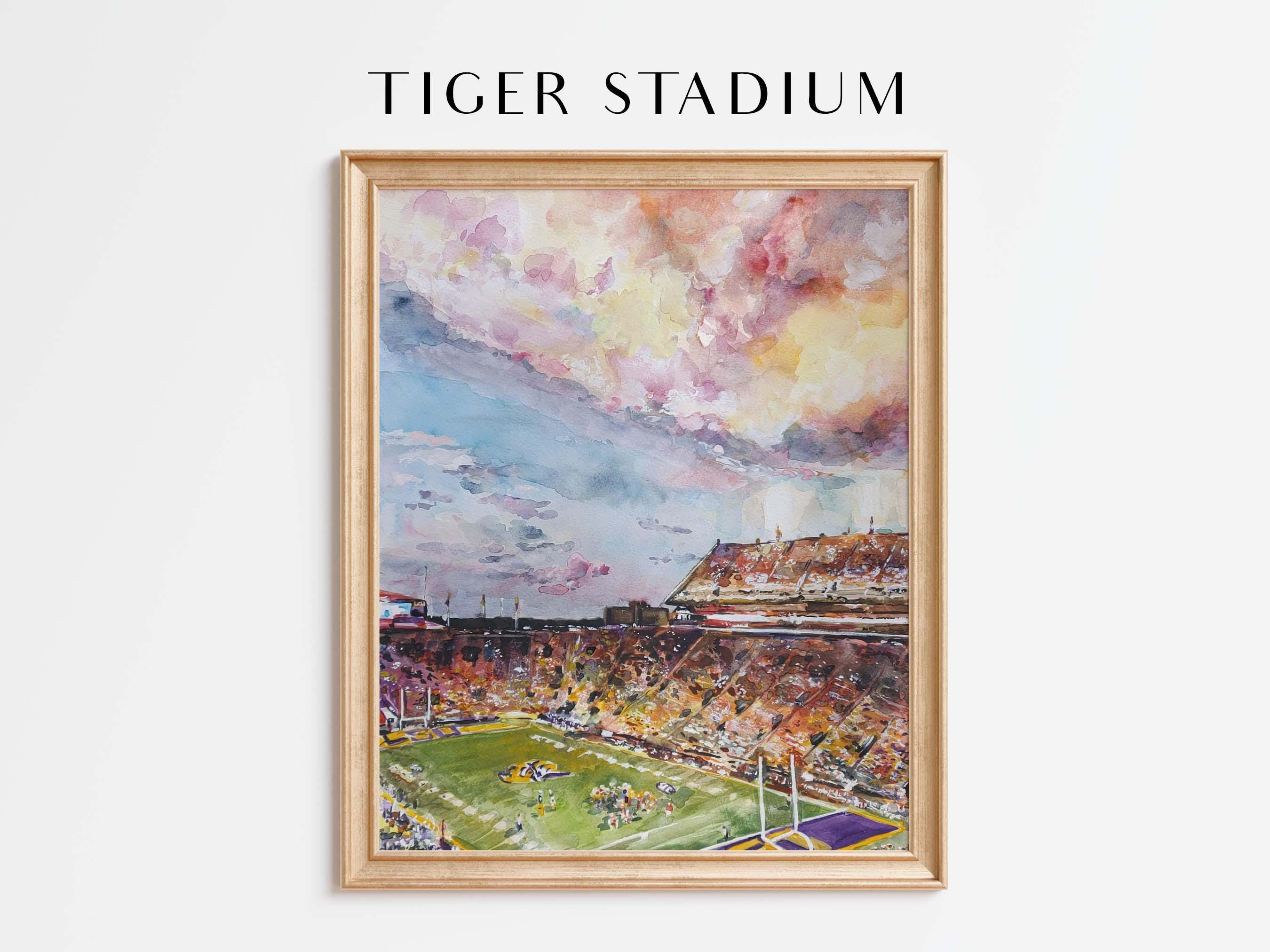 LSU Tiger Stadium Art Print, Watercolor Painting, Louisiana Artist ...