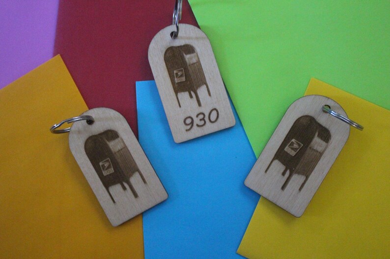 Mailbox / PO Box Keychain - Laser Cut - Finished - Etsy