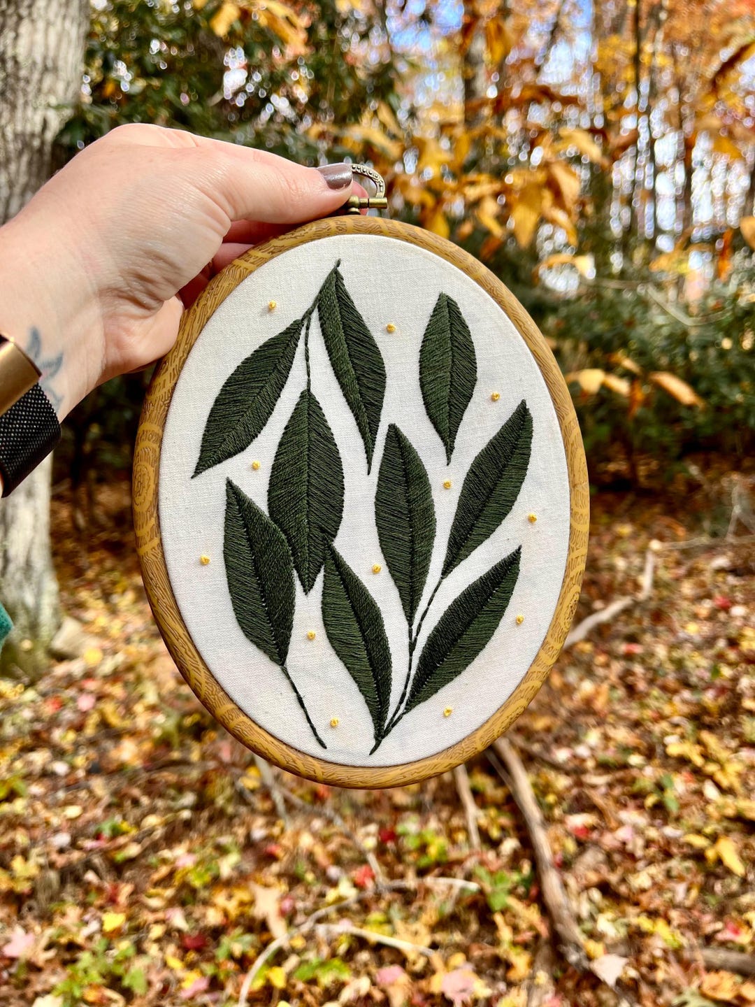 Whimsical Leaf Embroidery - Etsy