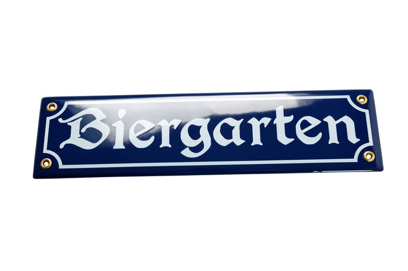 Biergarten German Enamel Sign 8x30 Cm | Etsy