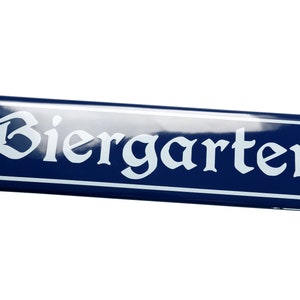 Biergarten German Enamel Sign - 8x30 Cm (3,2"x11,8"), Deep Blue, Green ...