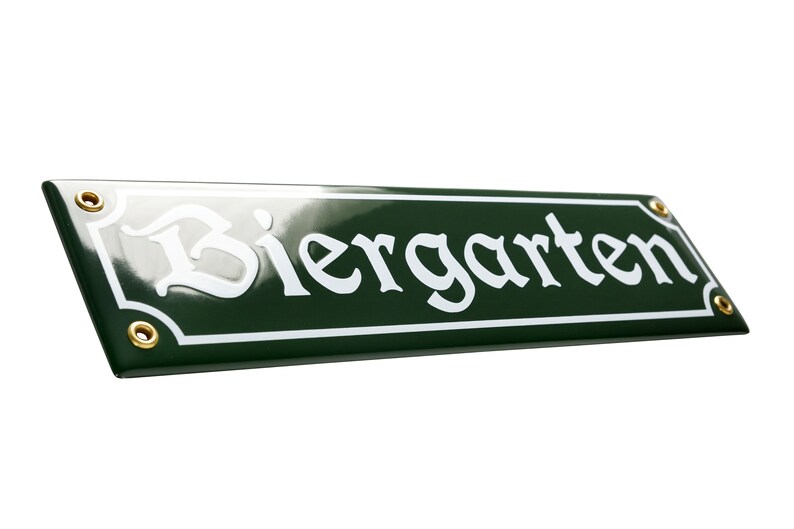 Biergarten German Enamel Sign 8x30 Cm | Etsy