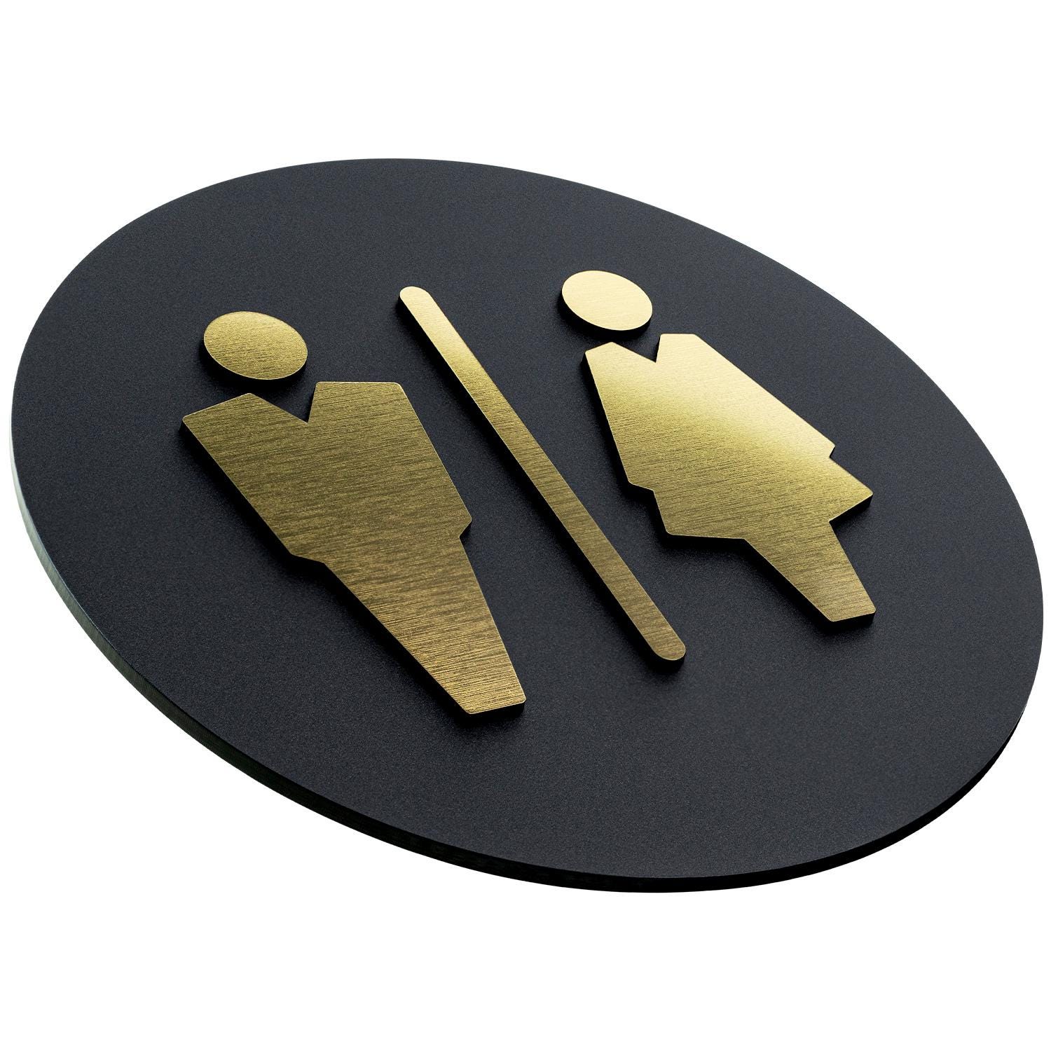 Toilet Door Sign - DIA 14 Cm (DIA 5.5") - WC Plaque - Made of Laminate ...