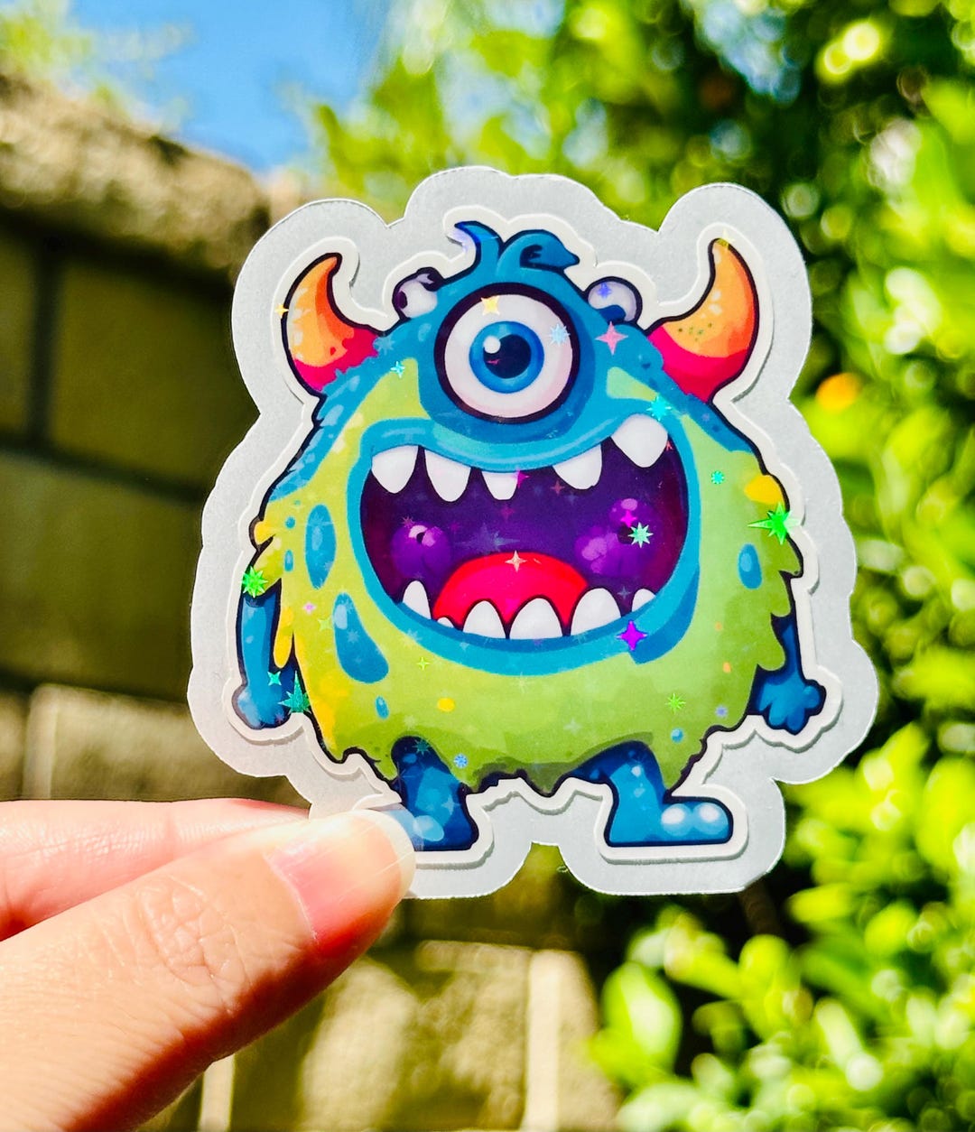 Monster Holographic Sticker – Playful Vinyl Decal - Etsy