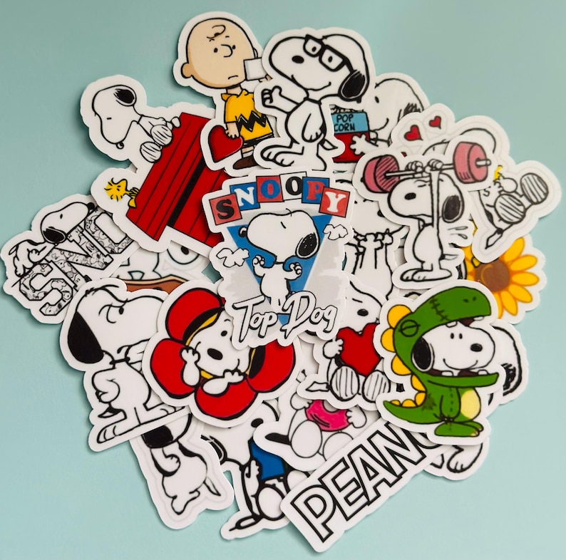 20 pegatinas impermeables de Snoopy (vinilo con dibujos animados ...