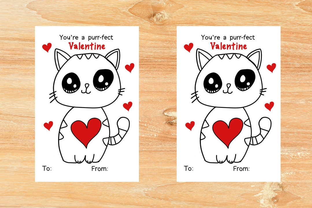 Kitten Valentine's Day Cards | Printable Valentine's | Valentine's ...