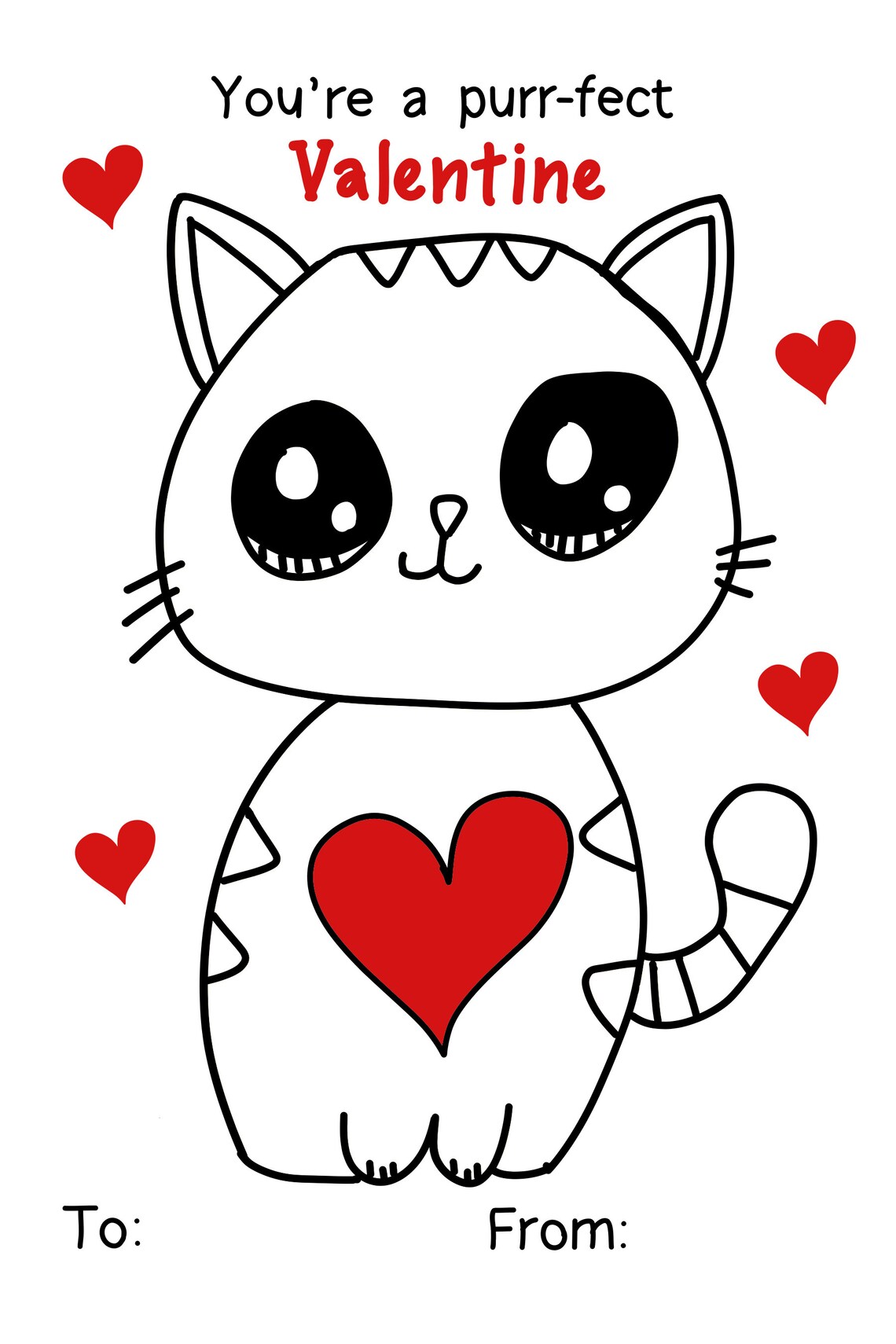 Kitten Valentine's Day Cards | Printable Valentine's | Valentine's ...