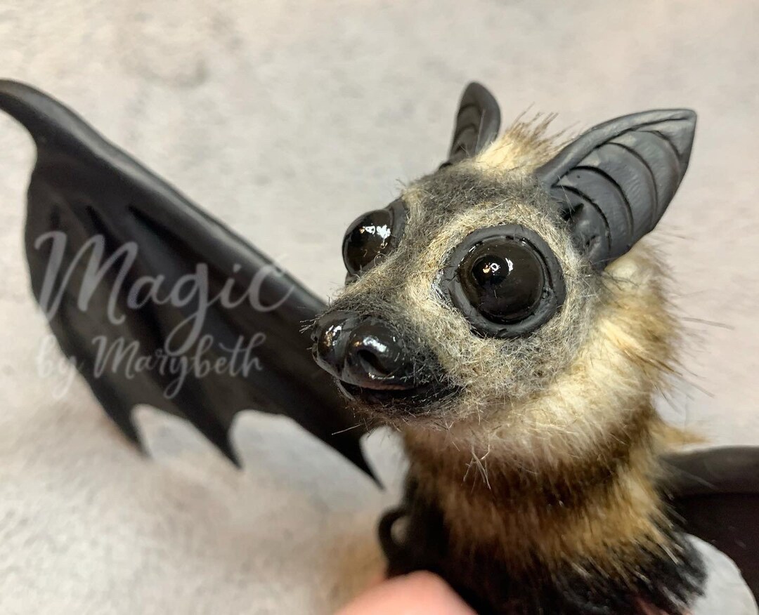 Fruit Bat Art Doll With Posable Wings | Spectacled Flying Fox | OOAK ...