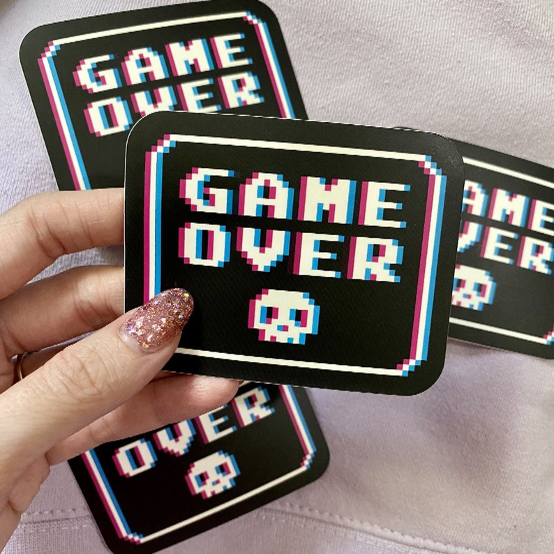 Pixel Retro Video Game Sticker | ’GAME OVER’ | Vinyl, Matte ...