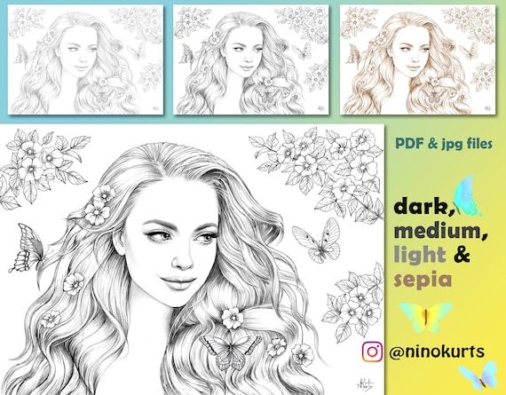Spring Beauty Coloring Page Printable Adult Coloring Pages - Etsy