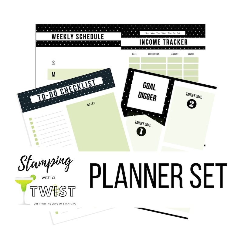 Lime and Black Polka Dot Planner Pack - Etsy