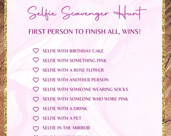Selfie Scavenger Hunt Birthday Party Game Low Cost Birthday - Etsy