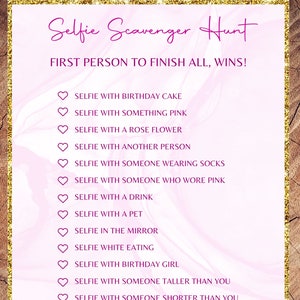 Birthday Selfie Scavenger Hunt Adult Party Celebrations Game Icebreaker ...