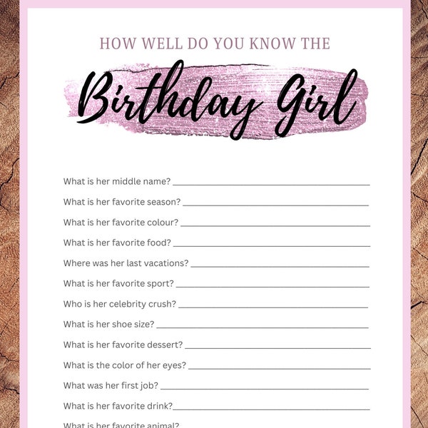 How Well Do You Know the Birthday Girl - Etsy