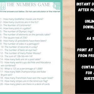 Office Party Game Printable Numbers Game Party Started Game - Etsy