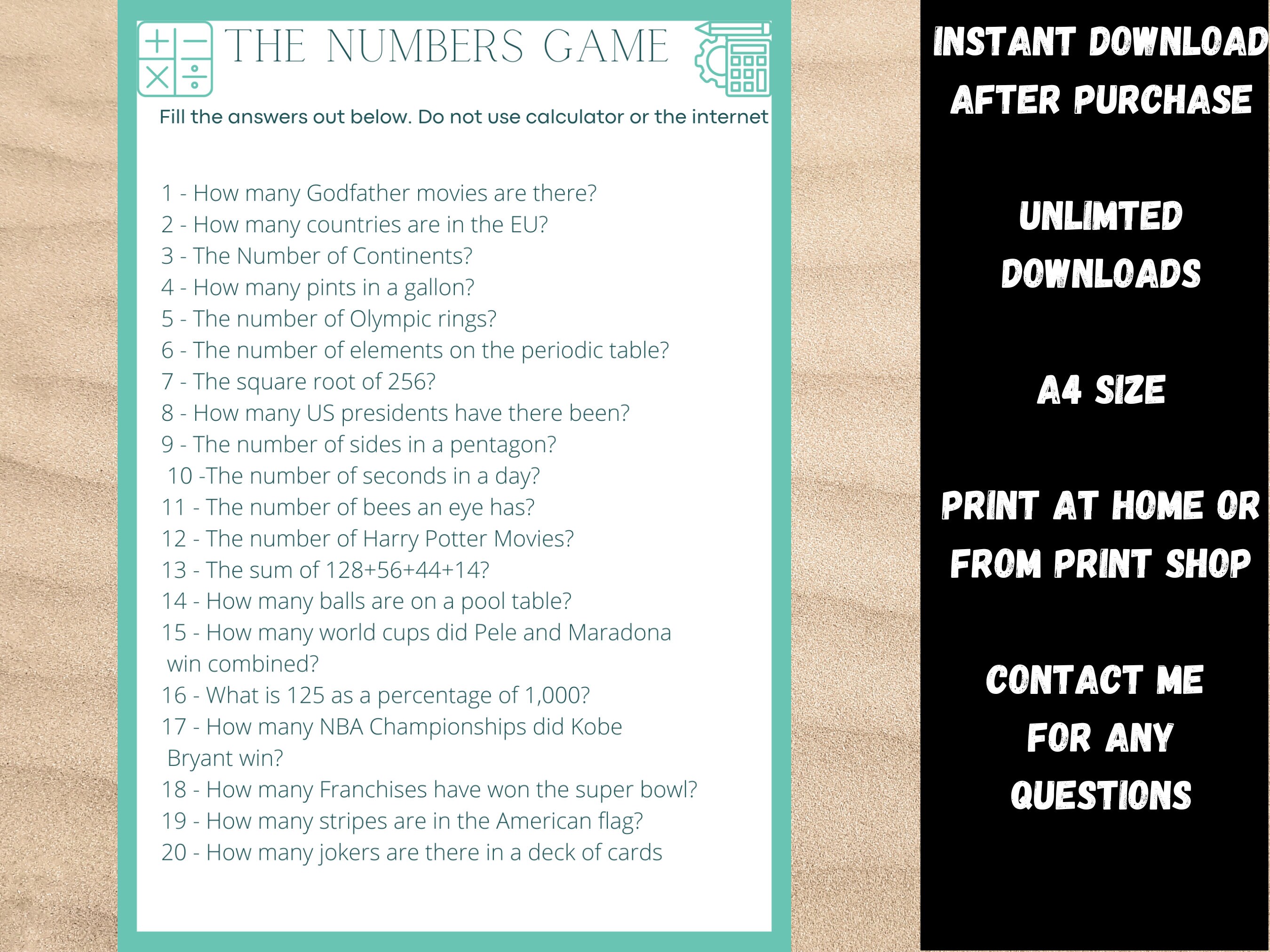 Office Party Game Printable Numbers Game Party Started Game - Etsy
