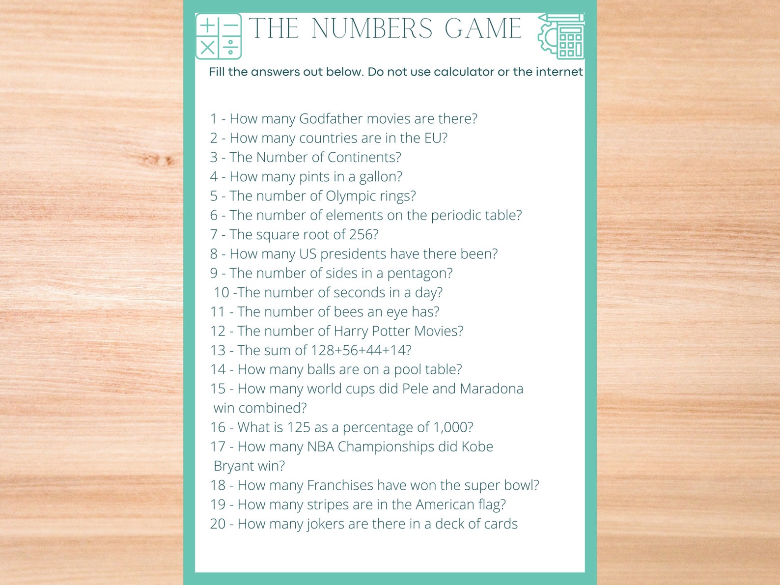 Office Party Game Printable Numbers Game Party Started Game - Etsy