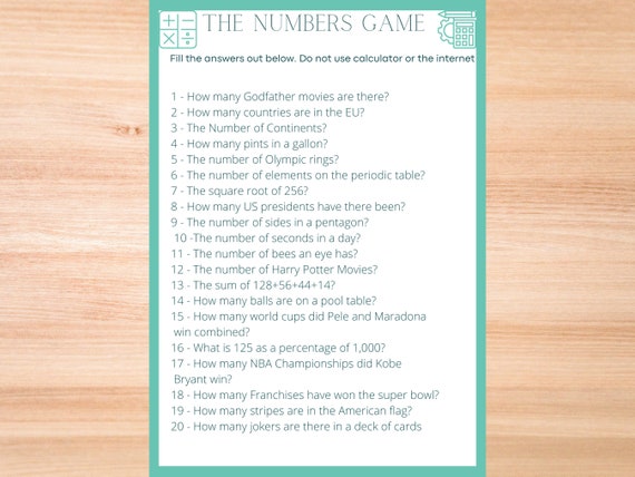Office Party Game Printable Numbers Game Party Started Game - Etsy