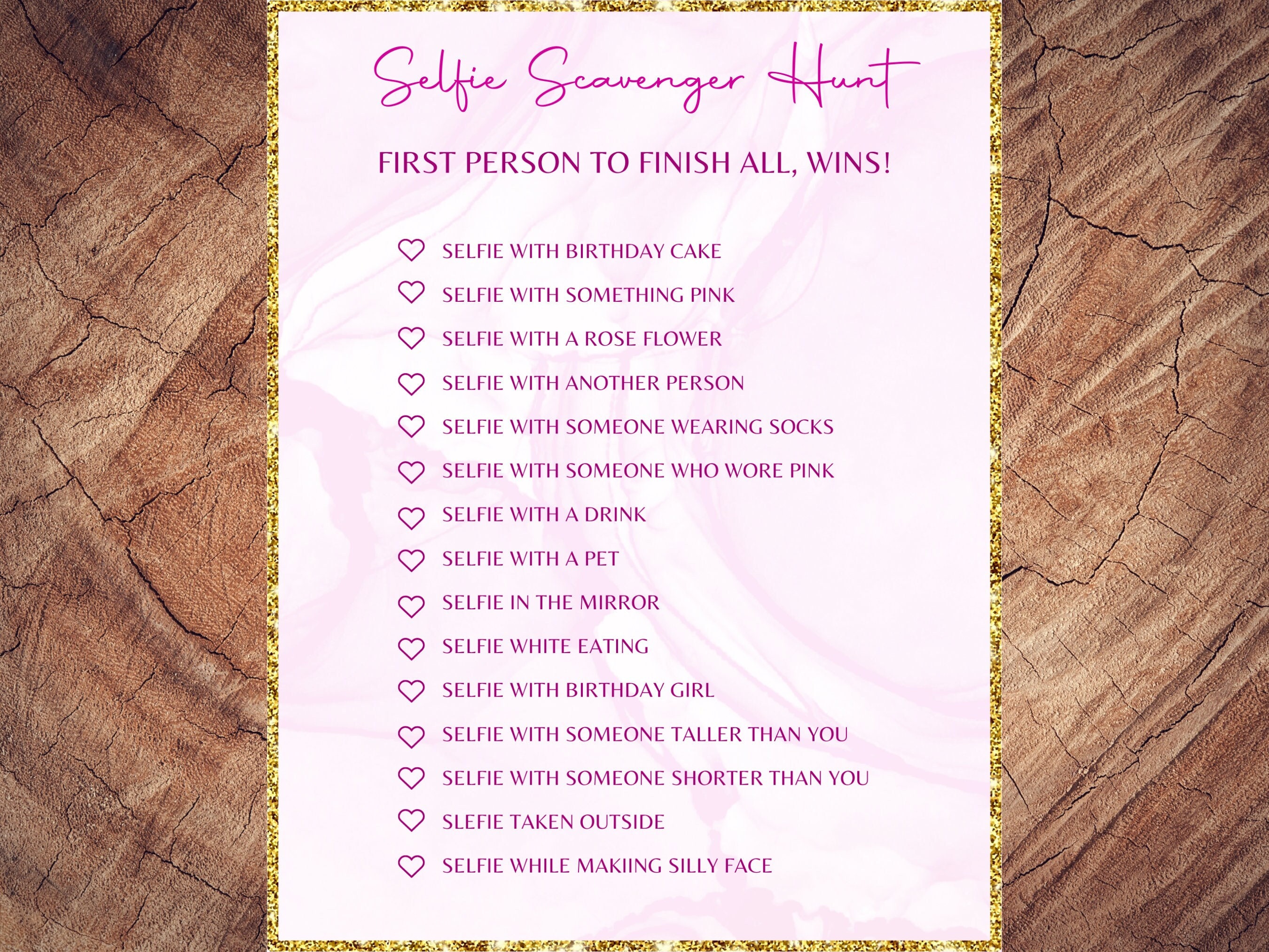 Birthday Selfie Scavenger Hunt Adult Party Celebrations Game Icebreaker ...
