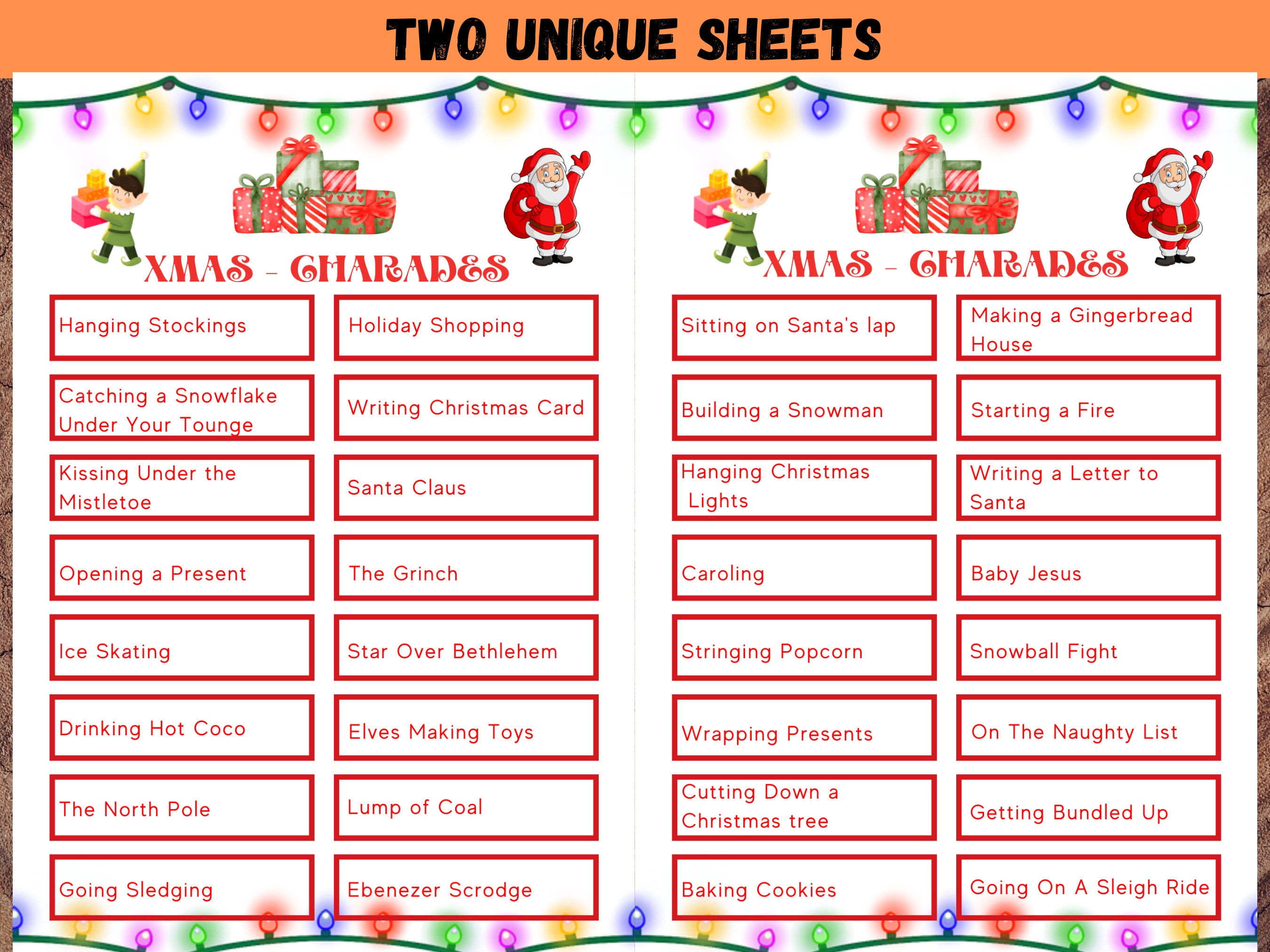 Christmas Charades Printable Game Christmas Party Games - Etsy