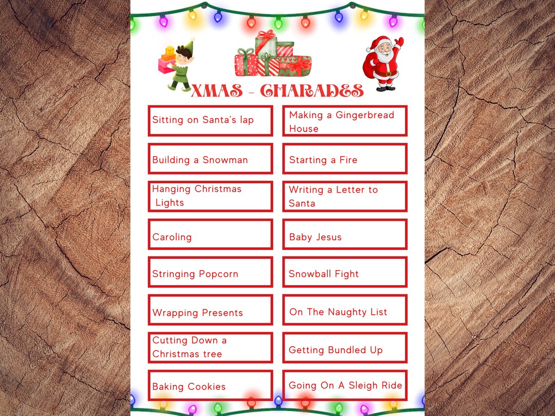 Christmas Charades Printable Game Christmas Party Games - Etsy