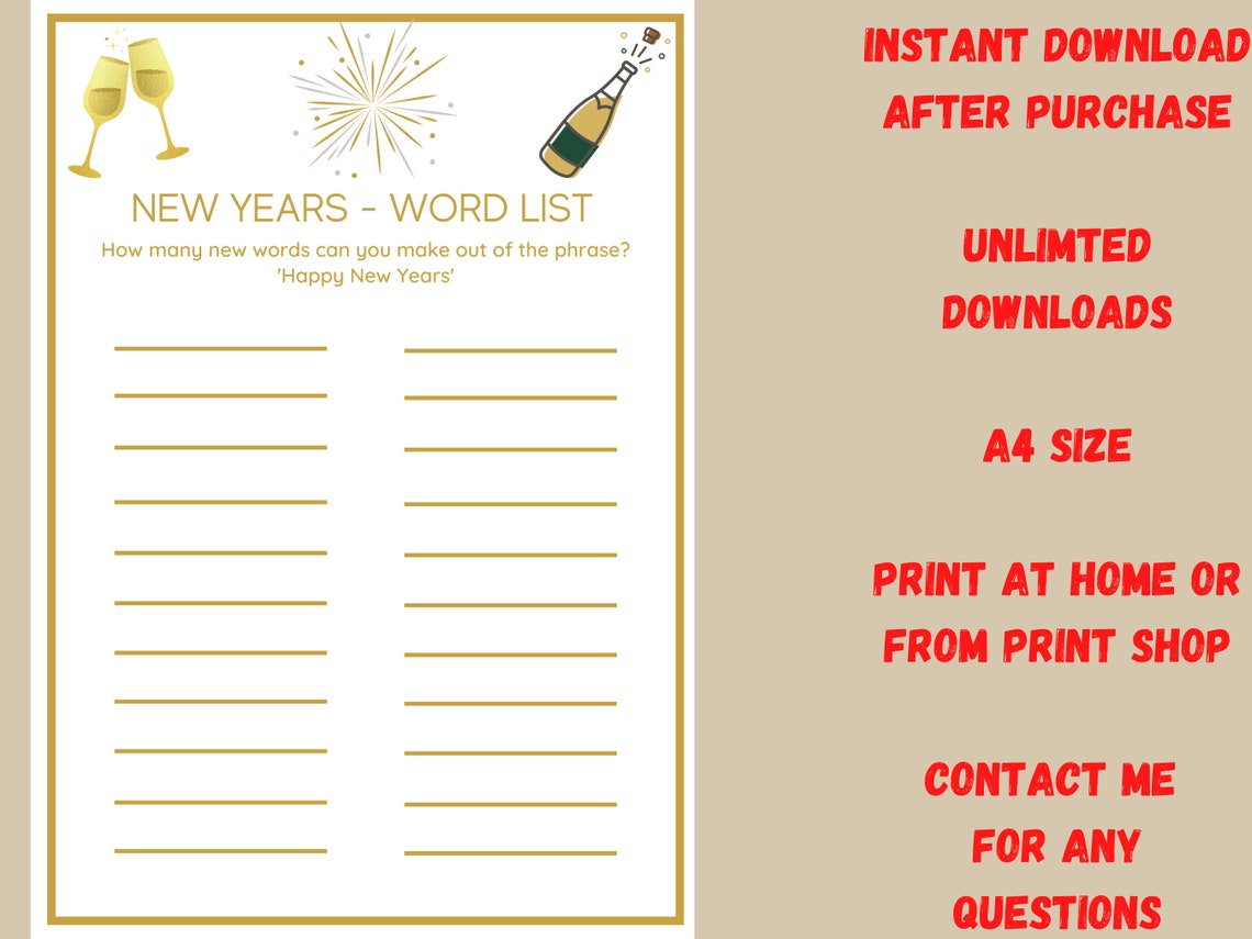 Spelling Game Hogmanay Party Games New Years Word List Game Canva ...