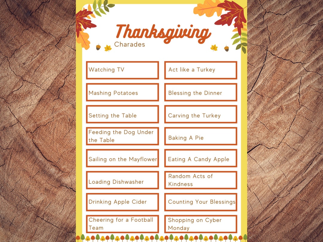 Charades Printable Charades Game Charades Thanksgiving - Etsy Australia