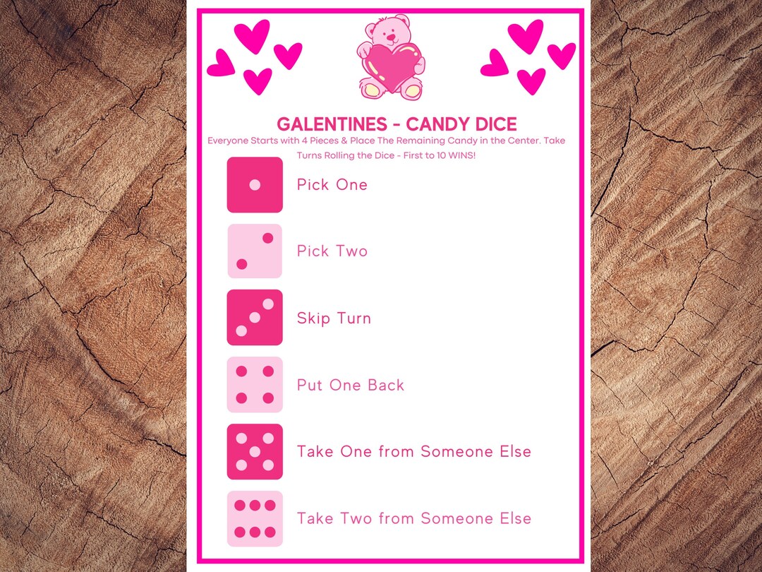 Galentines Day Candy Dice Printable Game Fun Icebreaker Party Games for ...