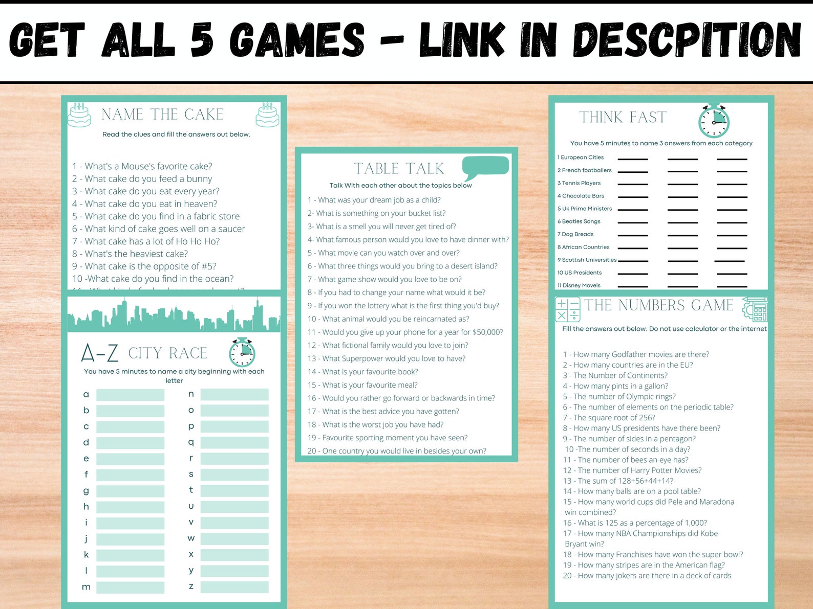 Think Fast Trivia Printable Game Knowledge Quiz Adult Party - Etsy UK