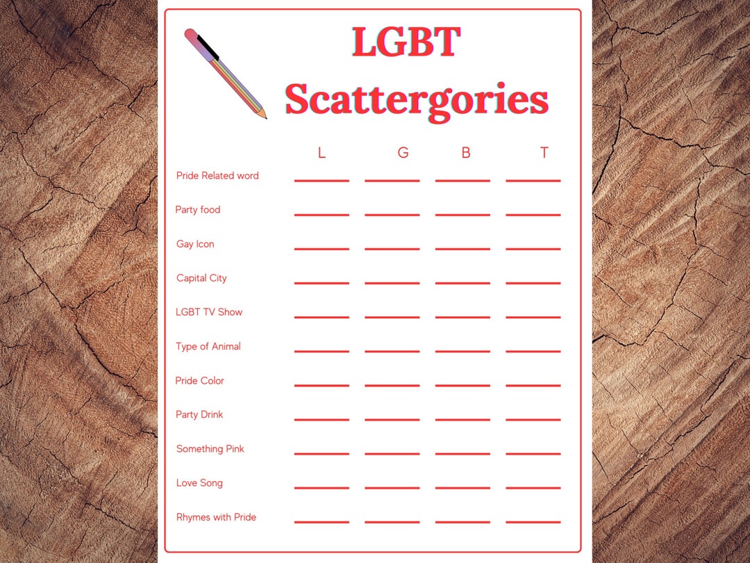 Gay Pride Month Game LGBT Scattergories Game Fun Party Activity for ...