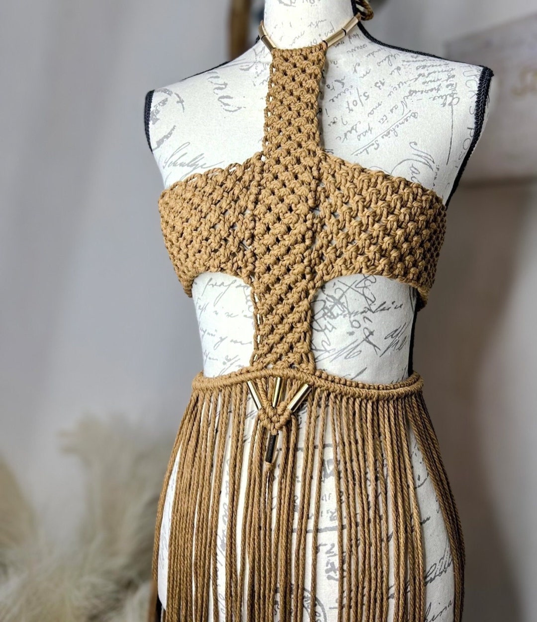 Handmade Beach Dress , Macrame Dress Coverup ,fringe Outfit Dress ...
