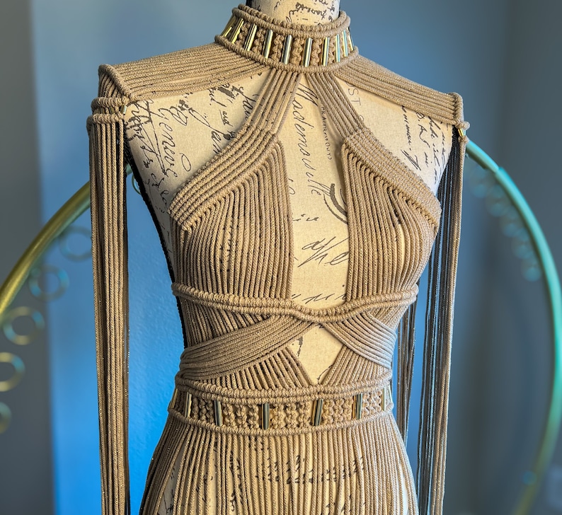 Macrame Dress With Cape Sleeves - Bohemian Festival Fringe Gown - Etsy