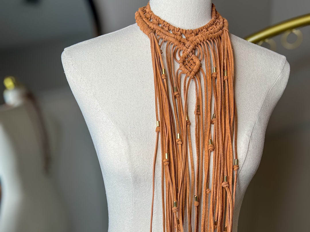 Handmade Long Leather Suede Necklace,braided Leather Necklace,western ...