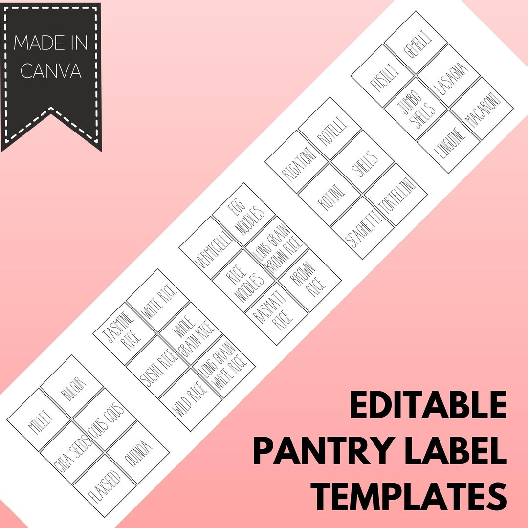 Fully Editable Pantry Container Label Templates Made in Canva - Etsy