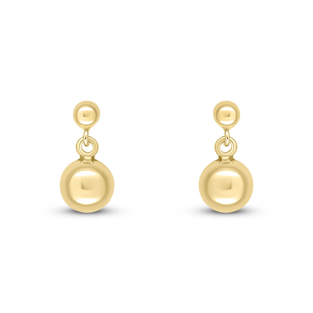 9CT Yellow Gold Polished Double Ball Drop Earrings, 13mm - Etsy
