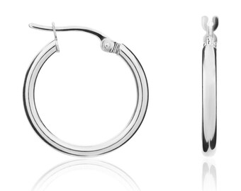 White Gold Loop Earrings - Etsy