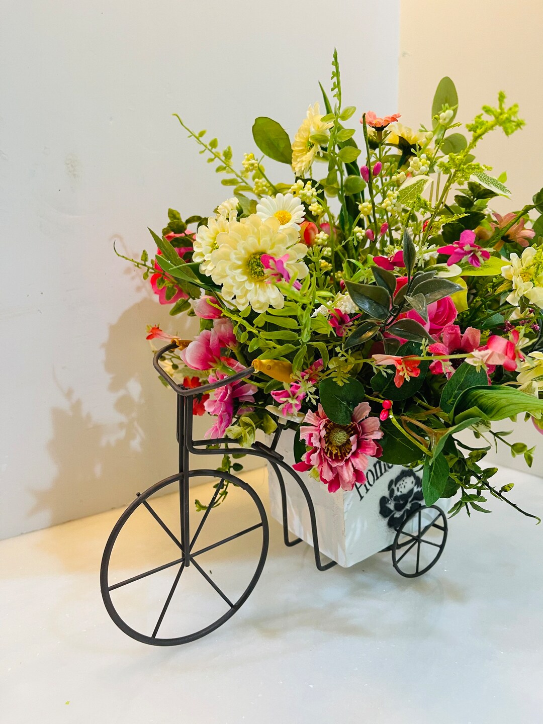 Spring Floral Arrangement, Tricycle Centerpieces, Seasonal Decor, Home ...