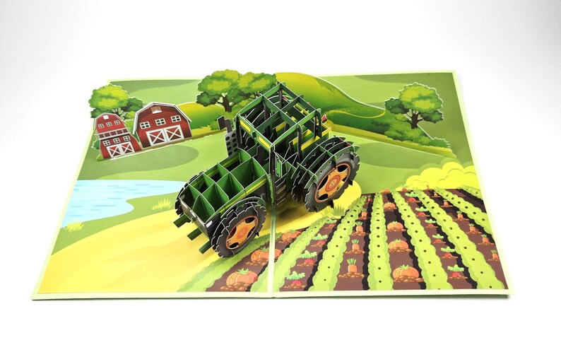 3D Pop-up Tractor Card: Handmade Farm Scene Greeting - Etsy