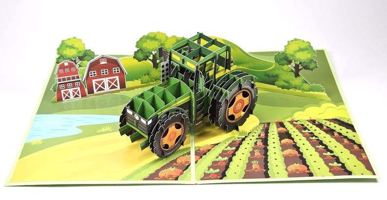 3D Pop-up Tractor Card: Handmade Farm Scene Greeting - Etsy